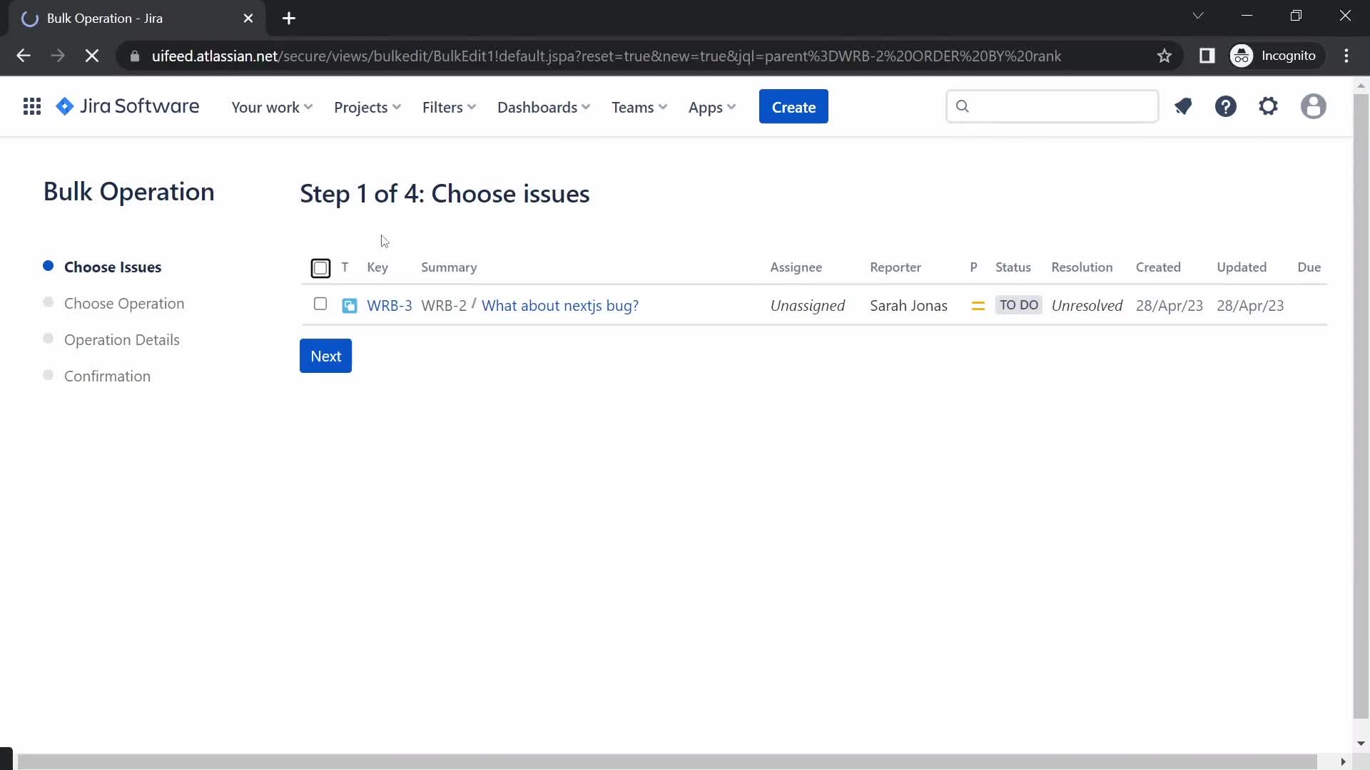Jira Bulk Edit Screenshot