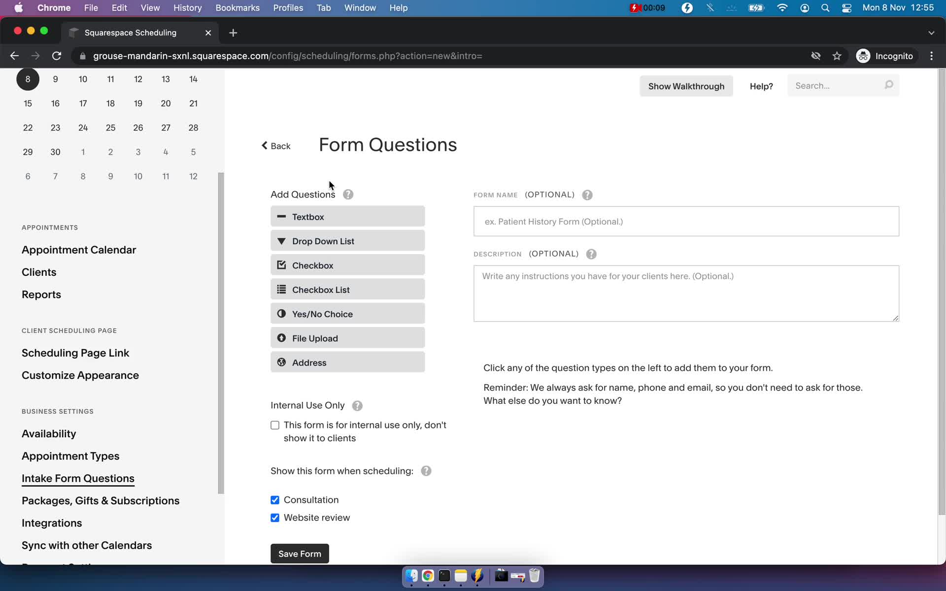 Creating A Form On Squarespace Scheduling video 7 Screenshots 